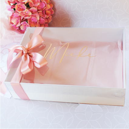 Personalised Clear Lid Gift box - Blush - Mana Studio